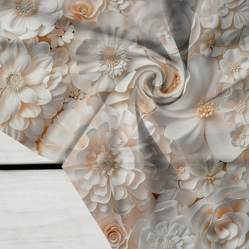 WHITE FLOWERS PAT. 4 - Crepe - Crepe - Fabric by type - Dresówka.pl
